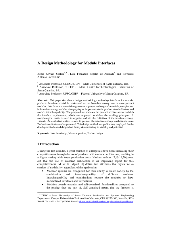 (PDF) A Design Methodology for Module Interfaces