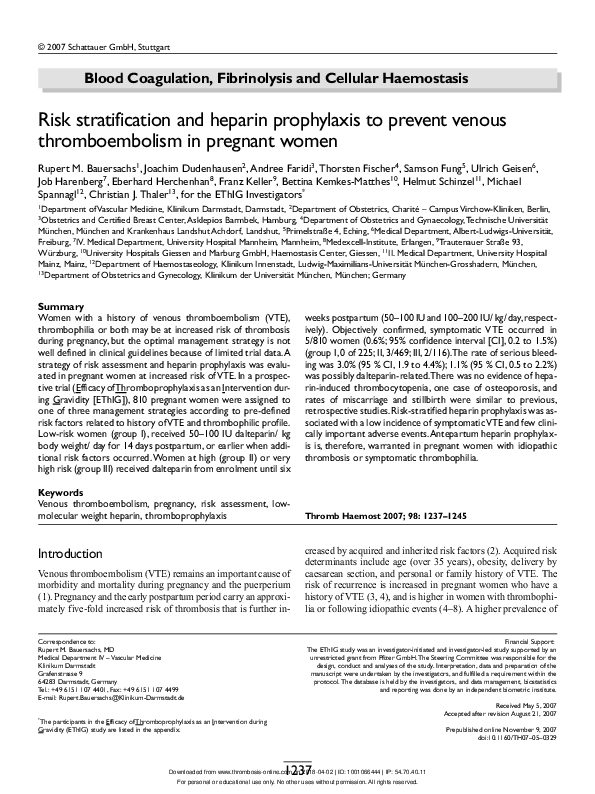 (PDF) Risk stratification and heparin prophylaxis to prevent venous ...