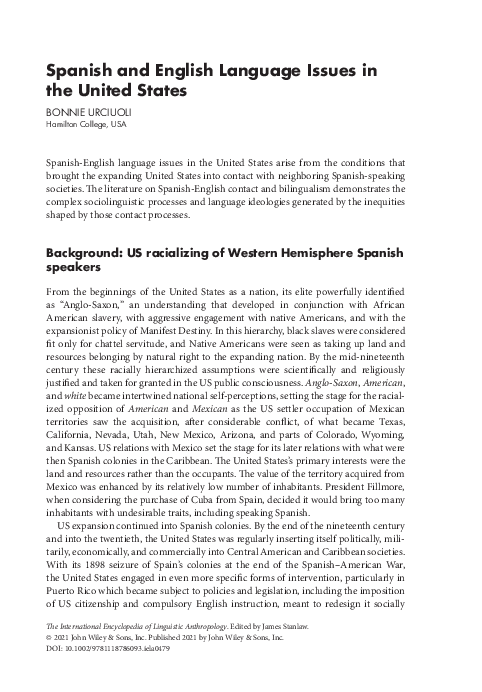 (PDF) 2021 Spanish and English Language Issues in the United States. In ...