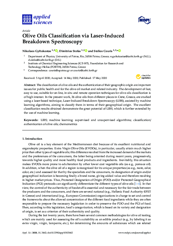 (PDF) Olive Oils Classification via Laser-Induced Breakdown ...