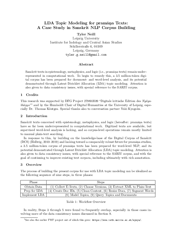 (PDF) LDA Topic Modeling for pramāṇa Texts: A Case Study in Sanskrit ...