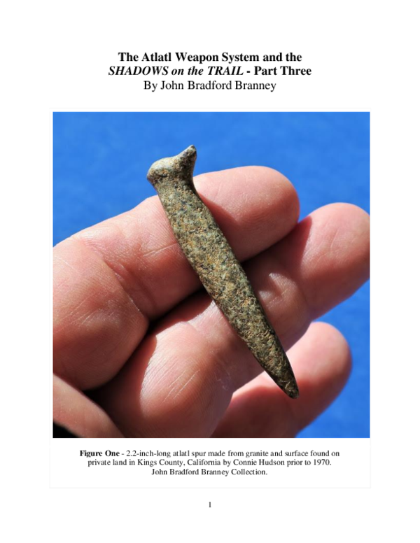 (PDF) The Atlatl Weapon System and the SHADOWS on the TRAIL - Part Three