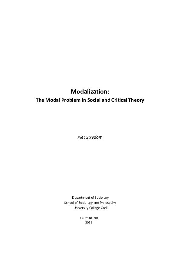 (PDF) Modalization: The Modal Problem in Social and Critical Theory