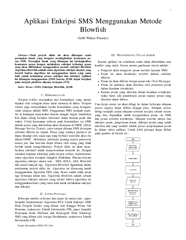 (PDF) Aplikasi Enkripsi SMS Menggunakan Metode Blowfish