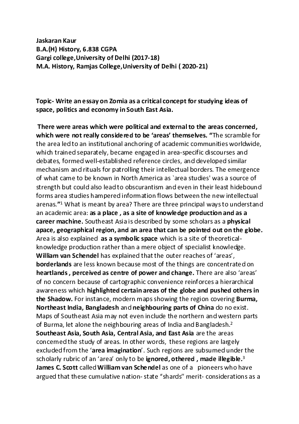 (PDF) Zomia ^J Friction of Terrain in South East Asia