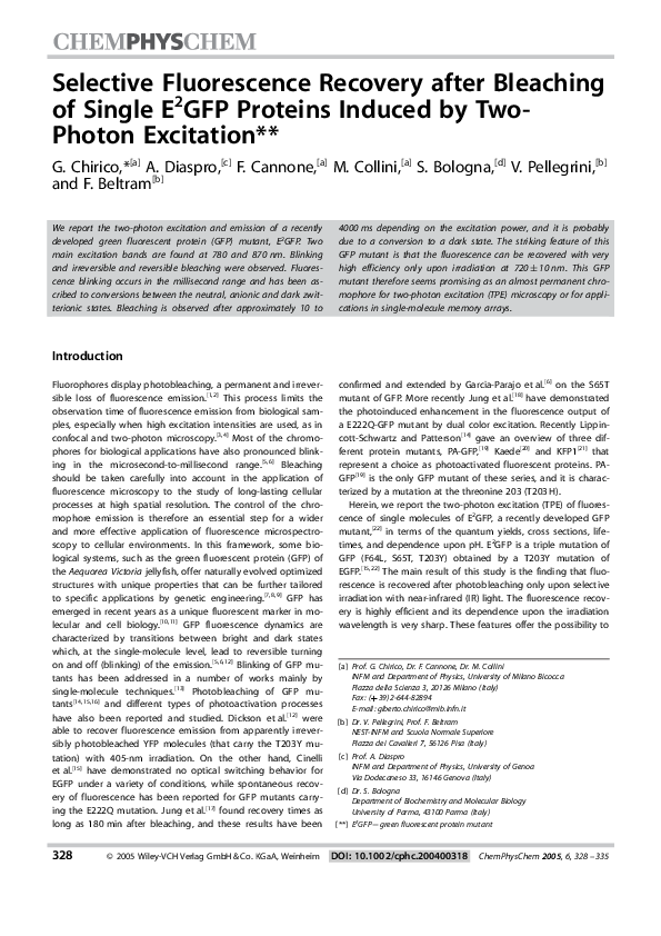 (PDF) Selective Fluorescence Recovery after Bleaching of Single E2GFP ...
