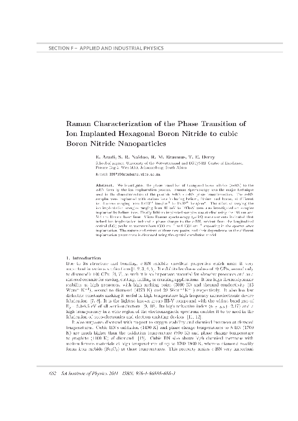 (PDF) Raman Characterization of the Phase transition of Hexagonal Boron ...