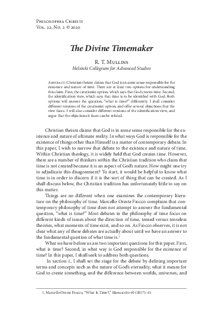 (PDF) The Divine Timemaker