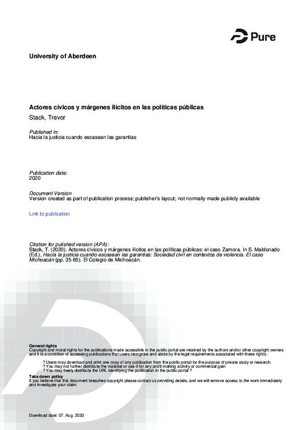 (PDF) Actores civicos y margenes ilicitos: el caso Zamora