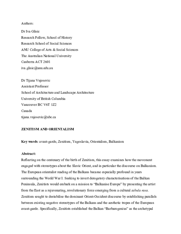 (DOC) Zenitism and Orientalism