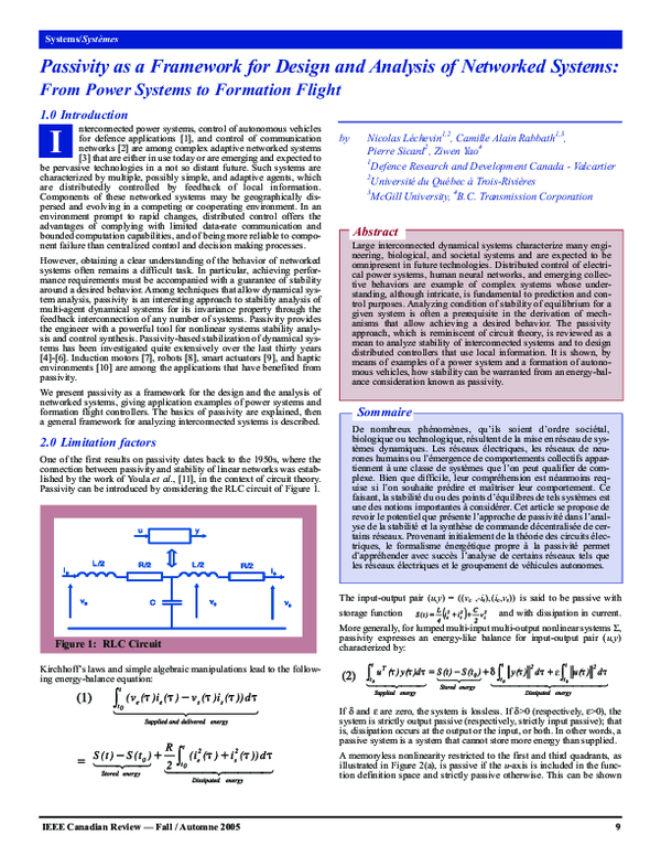 (PDF) Passivity as a framework for design and analysis of networked systems: From power systems ...