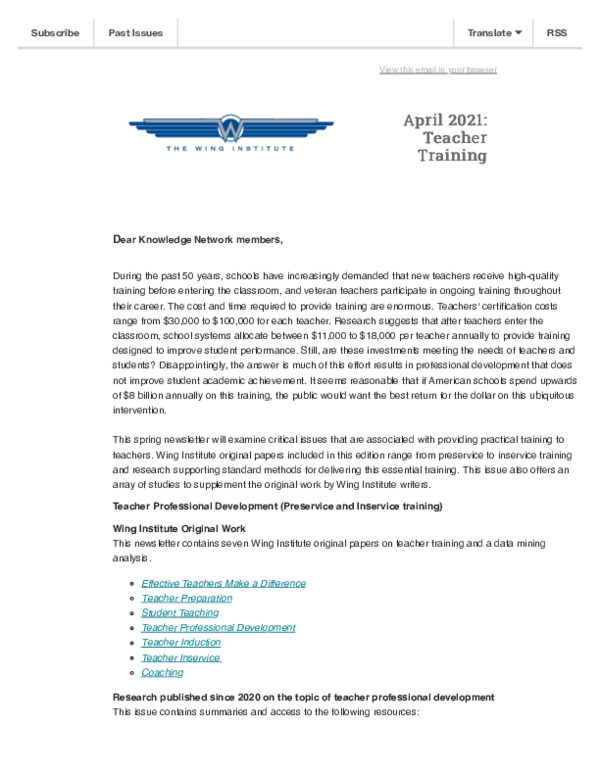(PDF) April 2021 Newsletter - Teacher Training