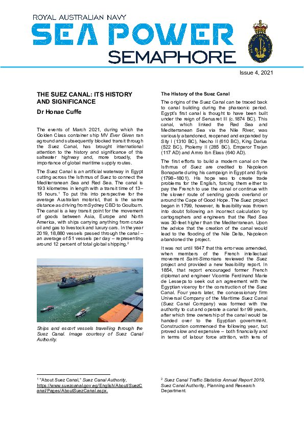 (PDF) The Suez Canal: Its History and Significance