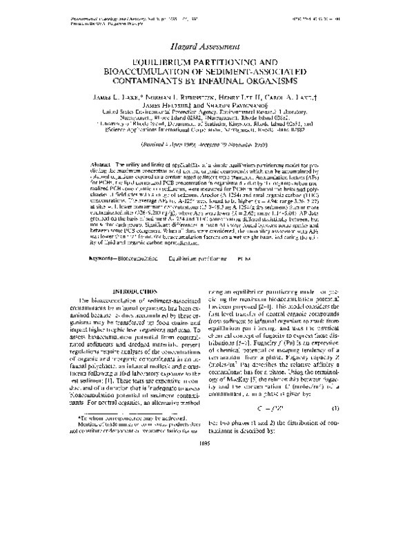 (PDF) Equilibrium partitioning and bioaccumulation of sediment ...