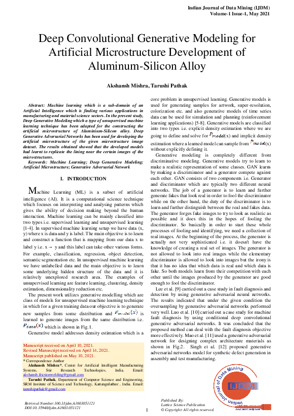 (PDF) Deep Convolutional Generative Modeling for Artificial ...