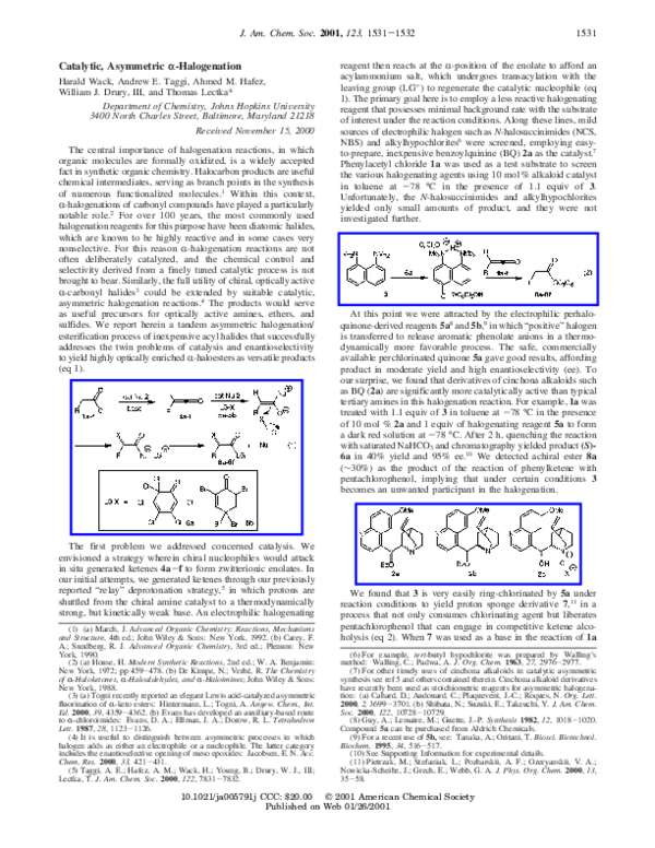 (PDF) Catalytic, Asymmetric α-Halogenation