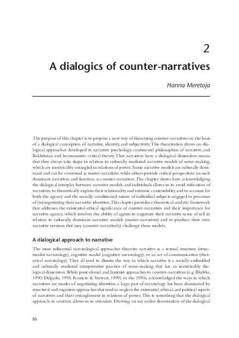 (PDF) A dialogics of counter-narratives