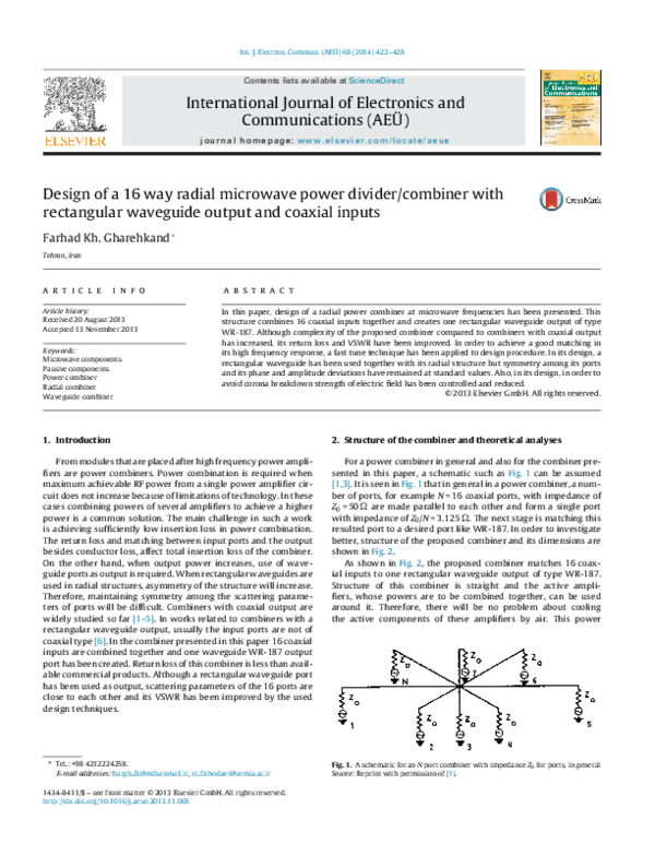 (PDF) Design of a 16 way radial microwave power divider/combiner with rectangular waveguide ...