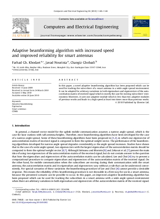 (PDF) Adaptive beamforming algorithm with increased speed and improved ...