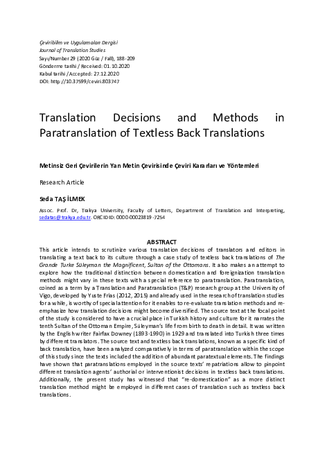 (PDF) Translation Decisions and Methods in Paratranslation of Textless ...