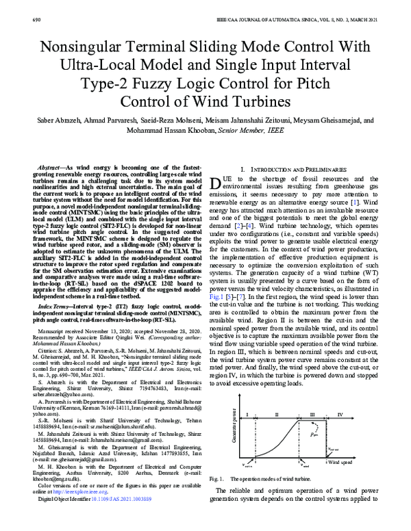 (PDF) Nonsingular Terminal Sliding Mode Control With Ultra-Local Model and Single Input Interval ...