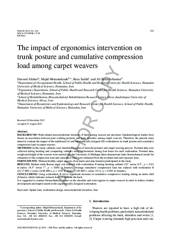 (PDF) The impact of ergonomics intervention on trunk posture and ...