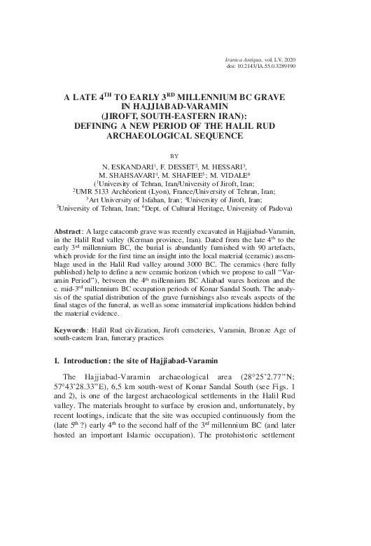 (PDF) A LATE 4 TH TO EARLY 3 RD MILLENNIUM BC GRAVE IN HAJJIABAD ...