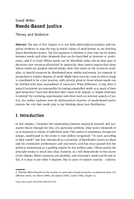 (PDF) Needs based Justice: Theory and Evidence