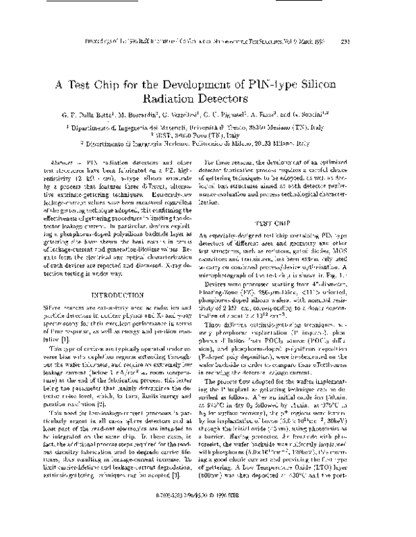 (PDF) A test chip for the development of PIN-type silicon radiation ...