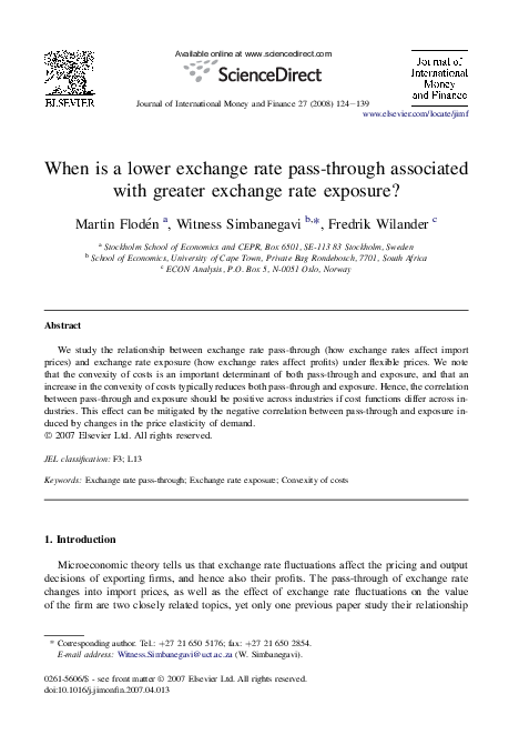 (PDF) When is a lower exchange rate pass-through associated with ...