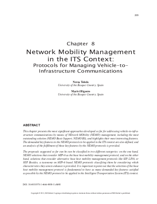 (PDF) Network Mobility Management in the ITS Context