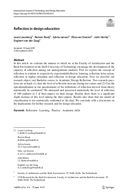 (PDF) Reflection in design education