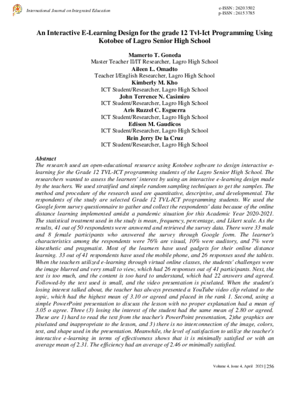 (PDF) An Interactive E-Learning Design for the grade 12 Tvl-Ict ...