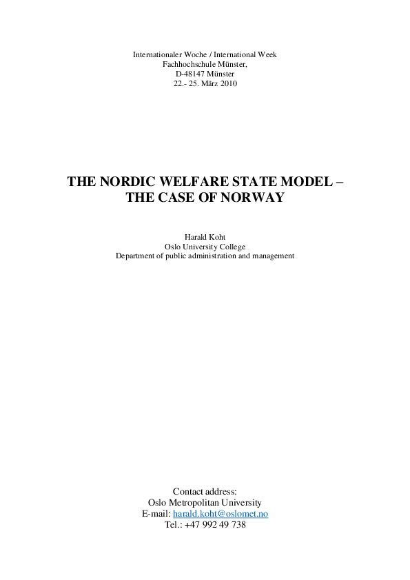 (PDF) The Nordic Welfare State Model - the Case of Norway