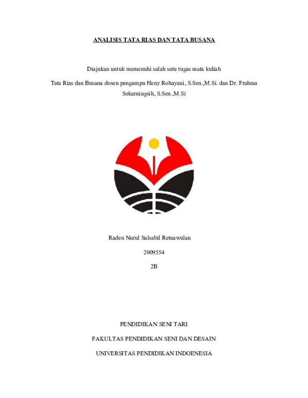 (DOC) ANALISIS TATA RIAS DAN TATA BUSANA ANALISIS TATA RIAS