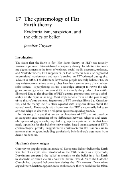 (PDF) The epistemology of Flat Earth theory: Evidentialism, suspicion ...