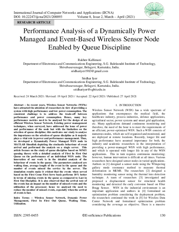 Pdf Performance Analysis Of A Dynamically Power Managed And Event