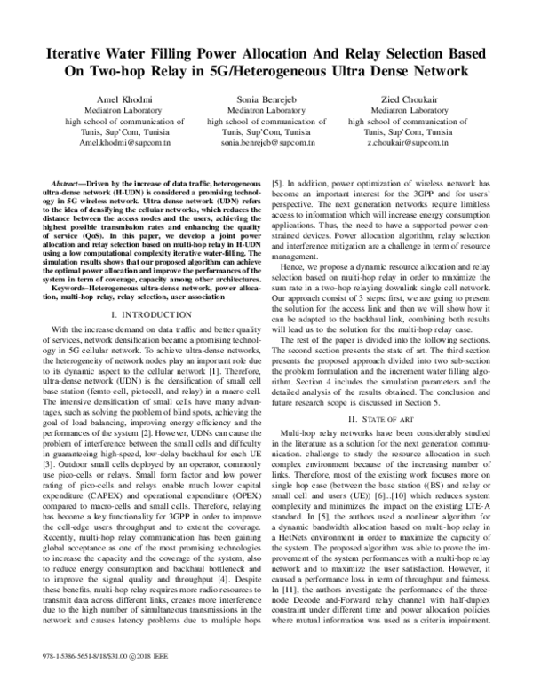 (PDF) Iterative Water Filling Power Allocation And Relay Selection Based On Two-hop Relay in 5G ...