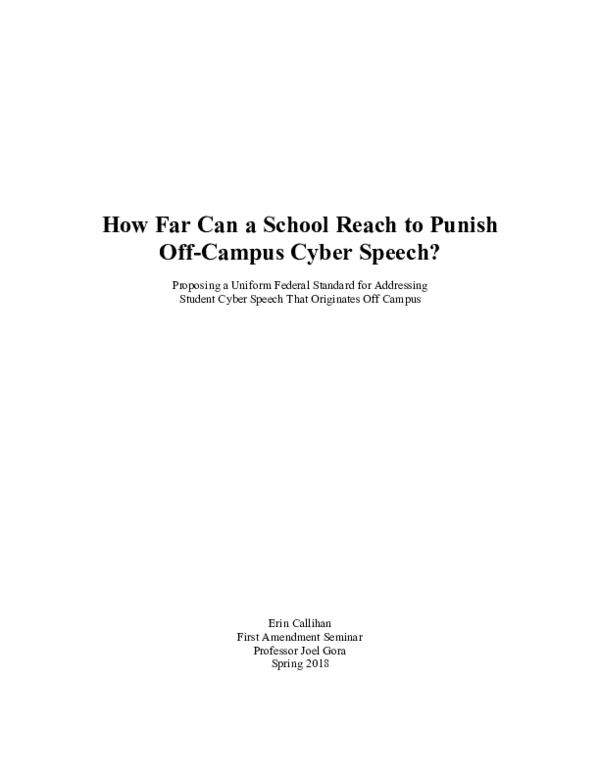 (PDF) How Far Can a School Reach to Punish Off-Campus Cyber Speech ...