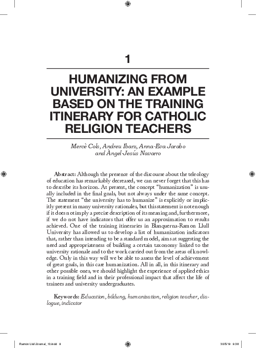 (PDF) HUMANIZING FROM UNIVERSITY: AN EXAMPLE BASED ON THE TRAINING ...