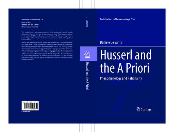 (PDF) D. De Santis, Husserl and the A Priori. Phenomenology and ...