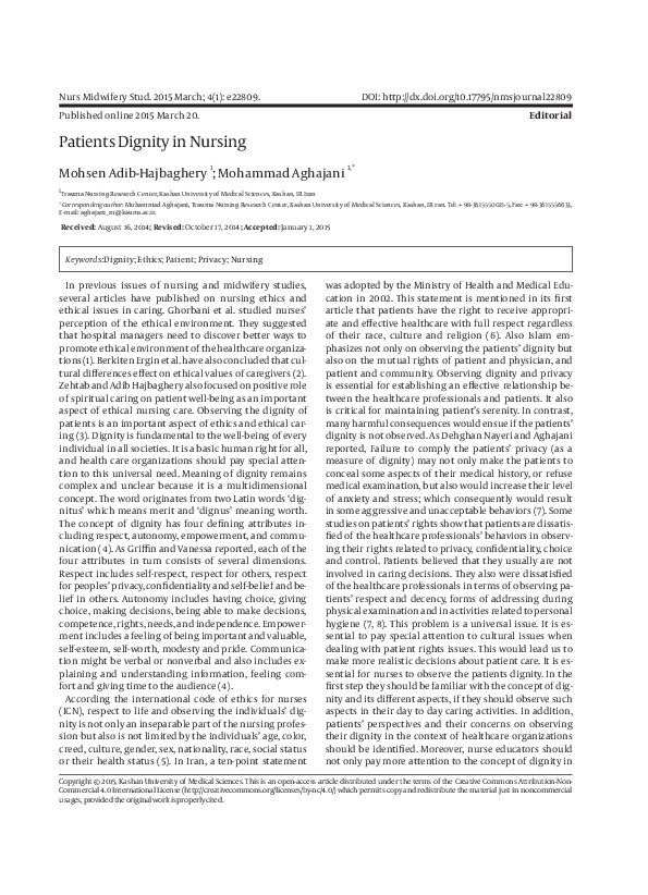 (PDF) Patients dignity in nursing