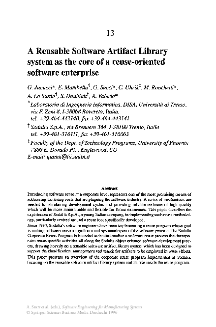 (PDF) A Reusable Software Artifact Library system as the core of a ...