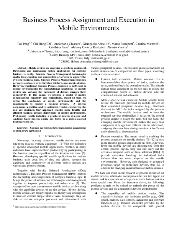 (PDF) Business process assignment and execution in mobile environments ...