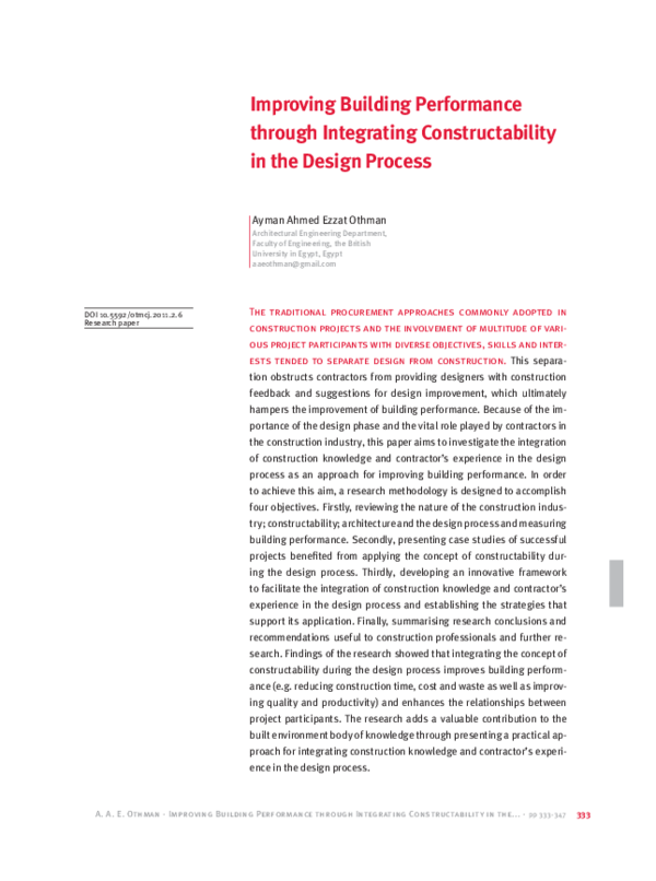 (PDF) Improving Building Performance through Integrating ...