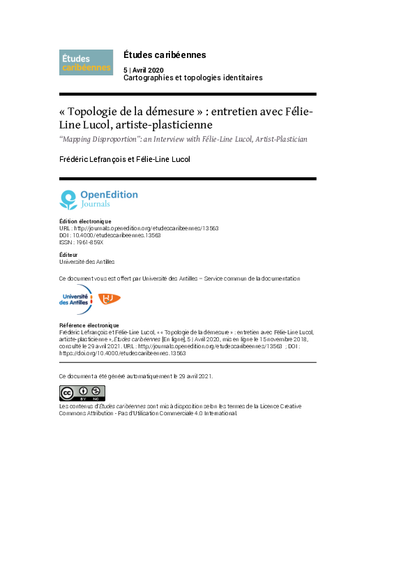 (PDF) Topologie de la demesure entretien avec Felie Line Lucol