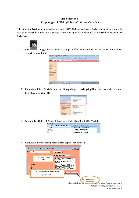(PDF) Praktikum EQQ dengan POM QM for Windows Versi 5.2