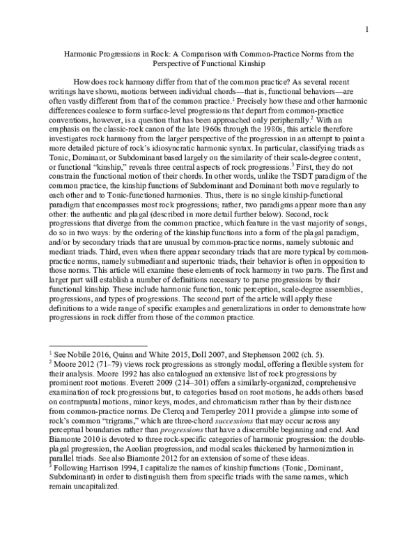 (PDF) Harmonic Progressions in Rock: A Comparison with Common-Practice ...
