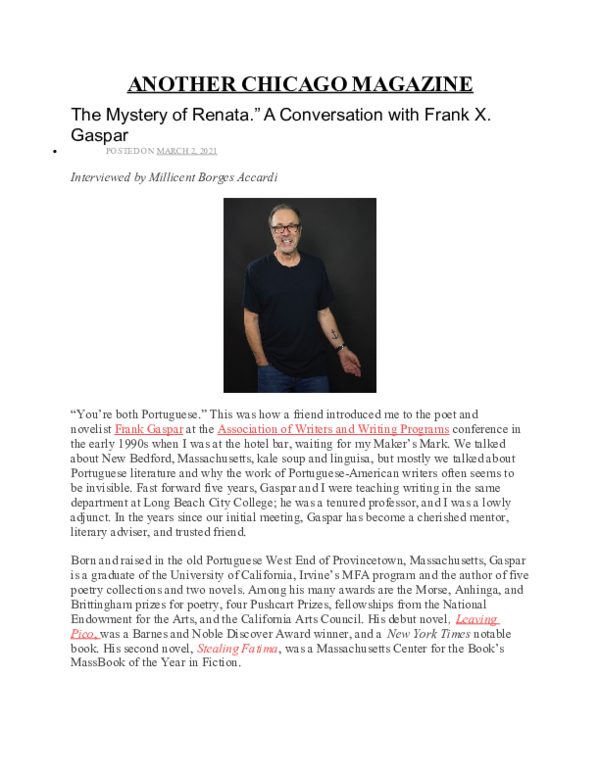 (DOC) The Mystery of Renata.” A Conversation with Frank X. Gaspar