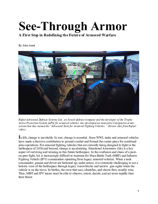 (PDF) See-Through Armor A First Step in Redefining the Future of ...